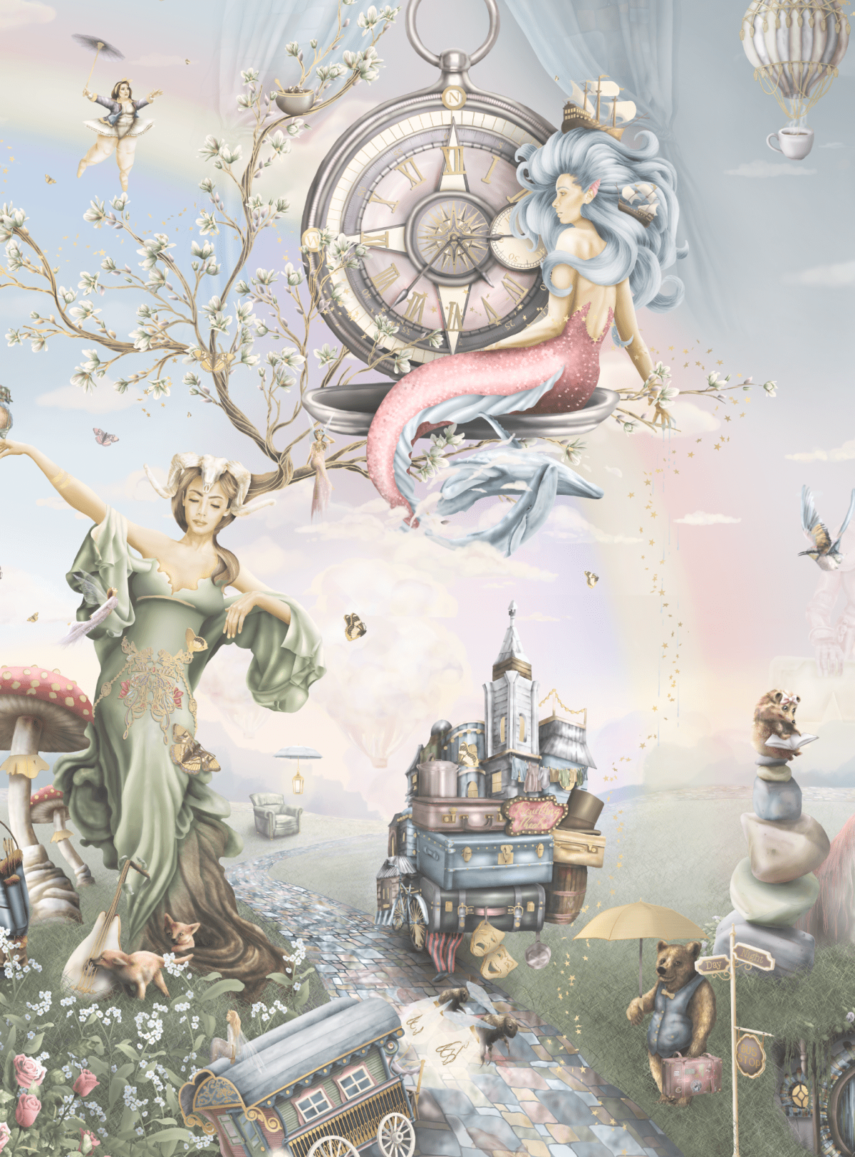 Whimsical Woodland - Wide Mural - Girls nursery wallpaper mural