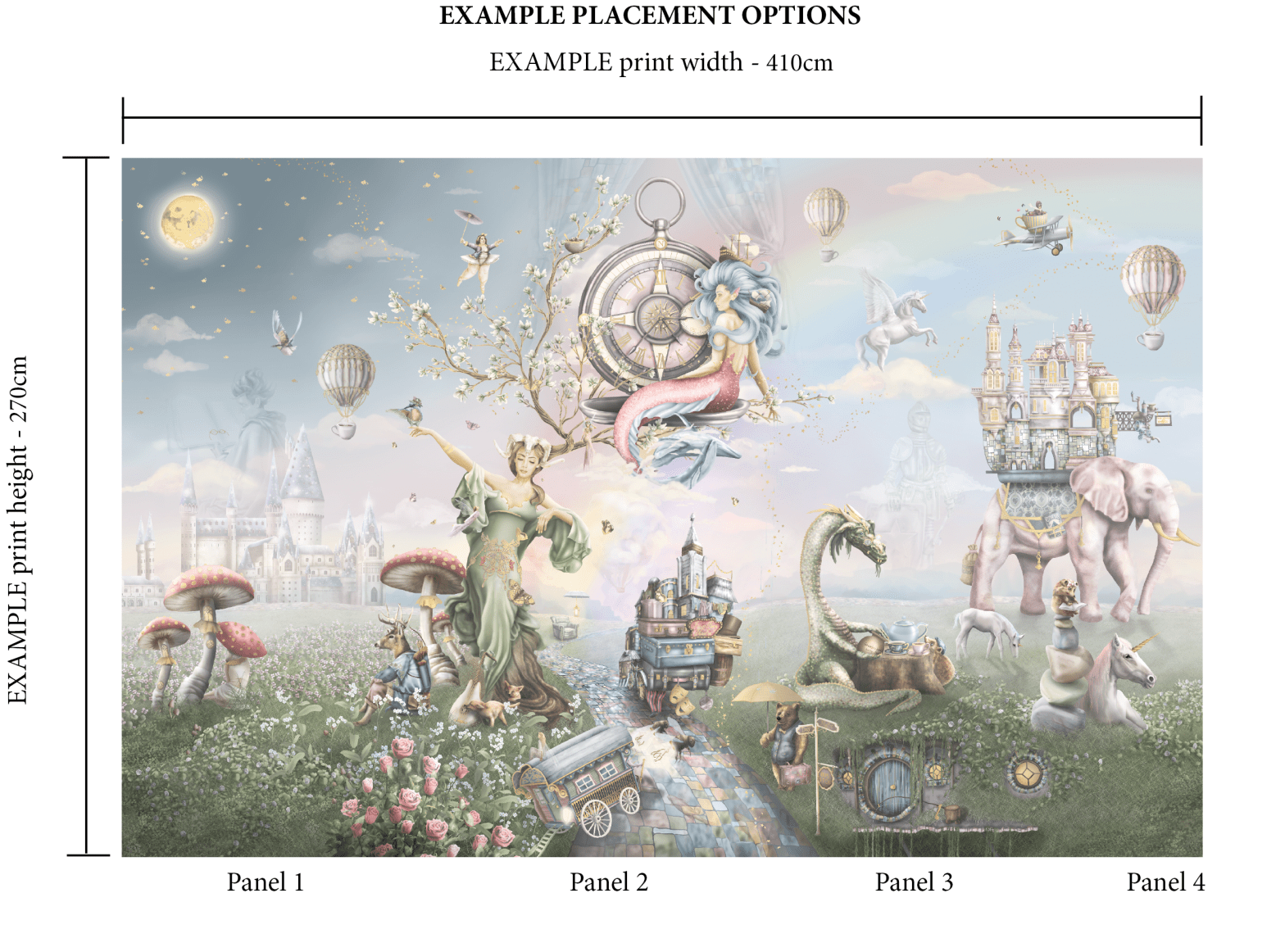 Whimsical Woodland - Wide Mural - Girls nursery wallpaper mural