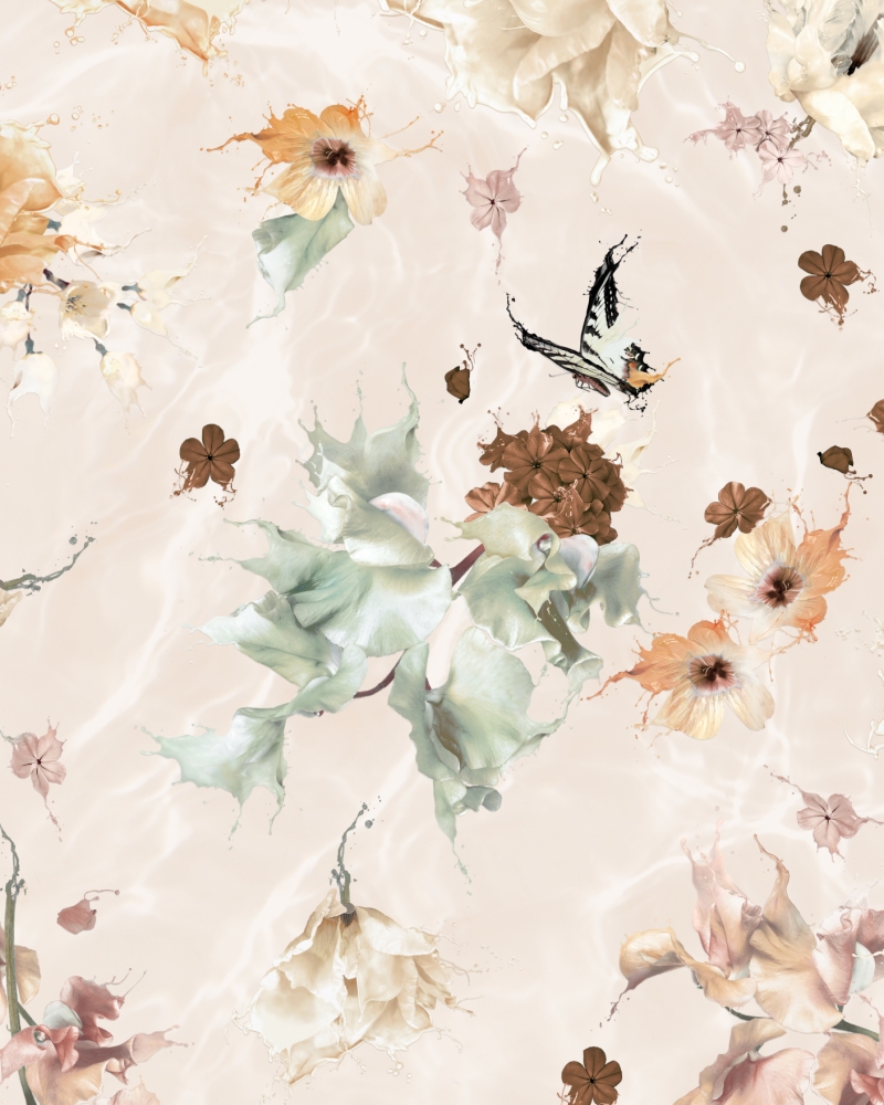 Dusty Pink and Mustard Floral Boho Wallpaper - Submerse - Dusty Rose
