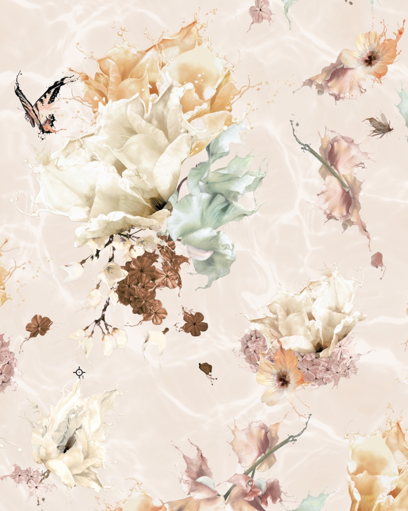 Dusty Pink and Mustard Floral Boho Wallpaper - Submerse - Dusty Rose