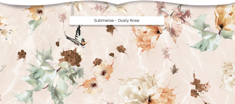 Dusty Pink and Mustard Floral Boho Wallpaper - Submerse - Dusty Rose
