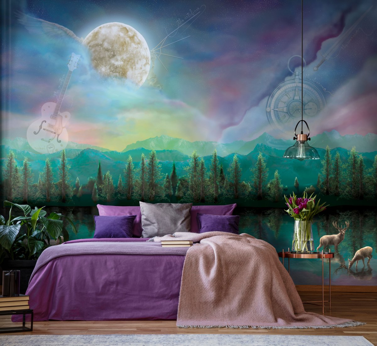 Landscape forest wallpaper mural with a touch of surrealism