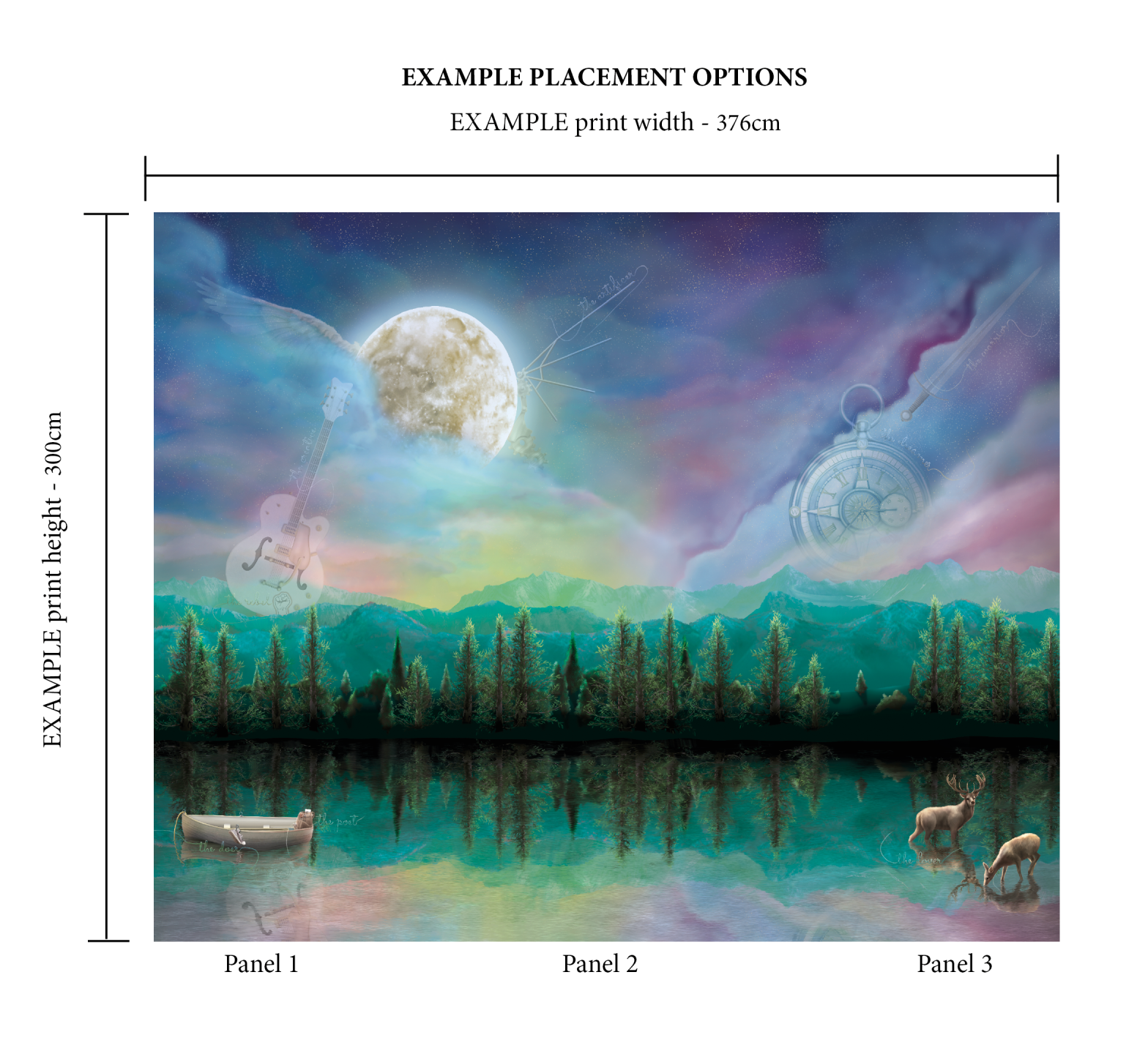 Landscape forest wallpaper mural with a touch of surrealism