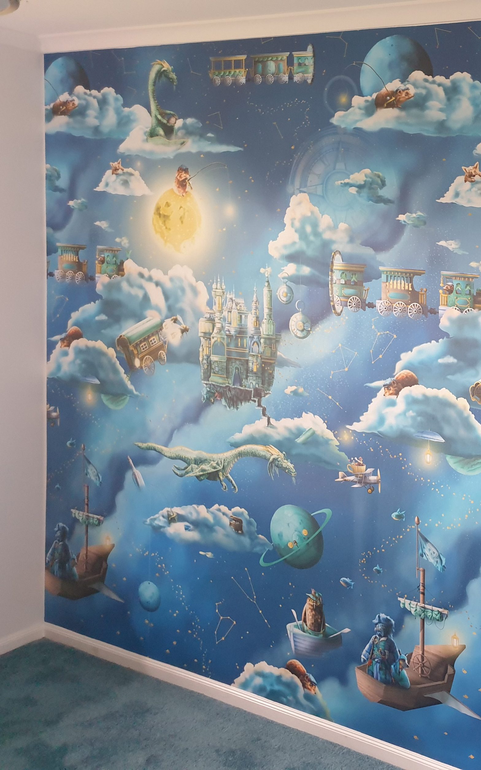 Kids Cloudy Night Sky Wallpaper - Space For The Moon