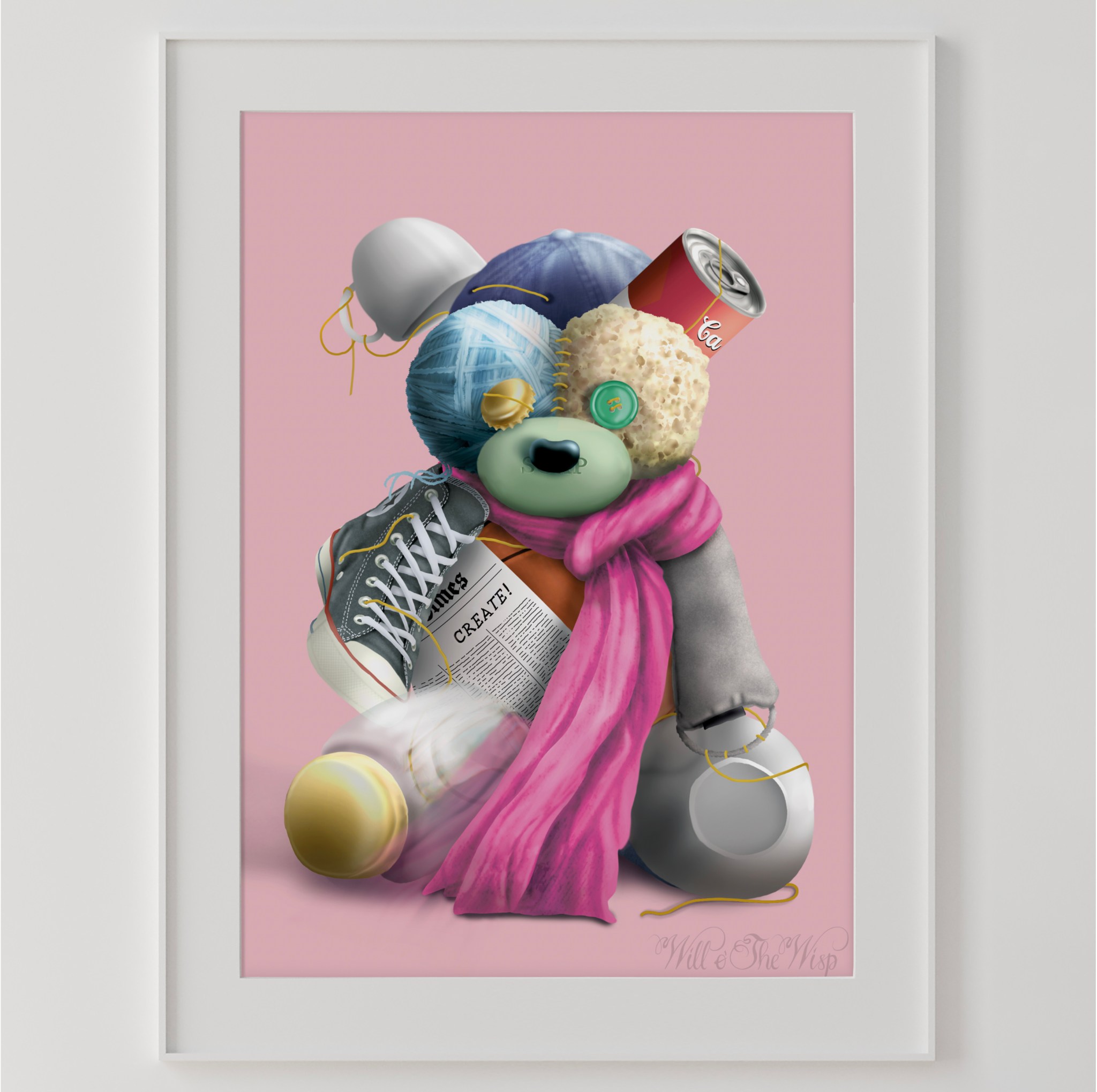 The Create Bear Pink Nursery Kids Wall Art Print Premium Paper A2 A3 A4