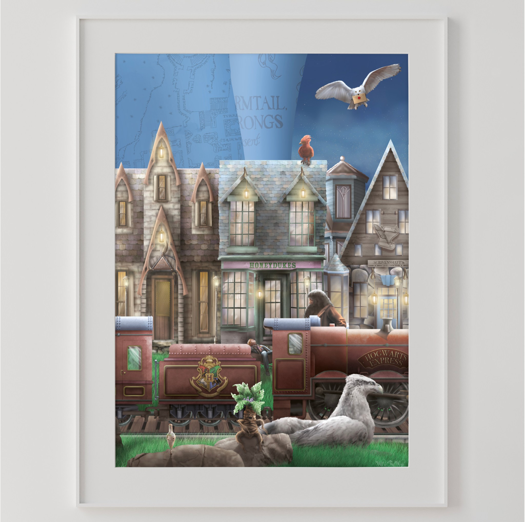 Wizard Village Kids Wall Art Print Premium Paper A2 A3 A4