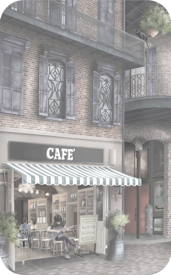 Custom fantasy street cafe wallpaper wall mural
