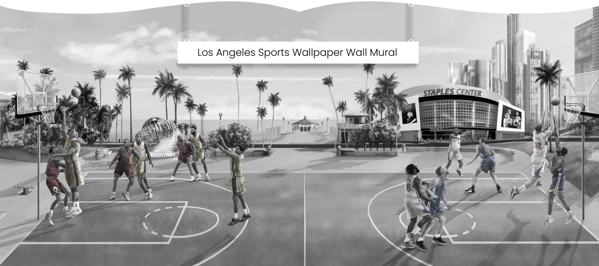 LA Los Angeles Sports Mural Wallpaper
